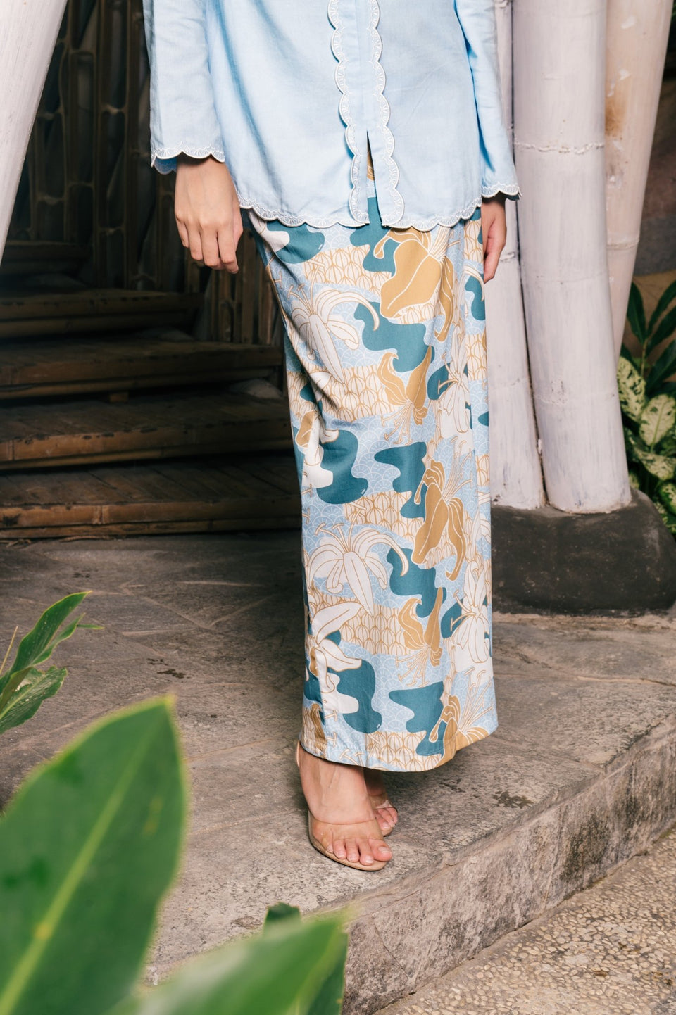 The Embun Collection - Women Classic Skirt in Blue & Olive Banjaran ...