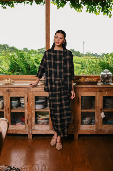 The Embun Collection - Women Kebaya 2-in-1 in Checked Brown for Raya | Umbi