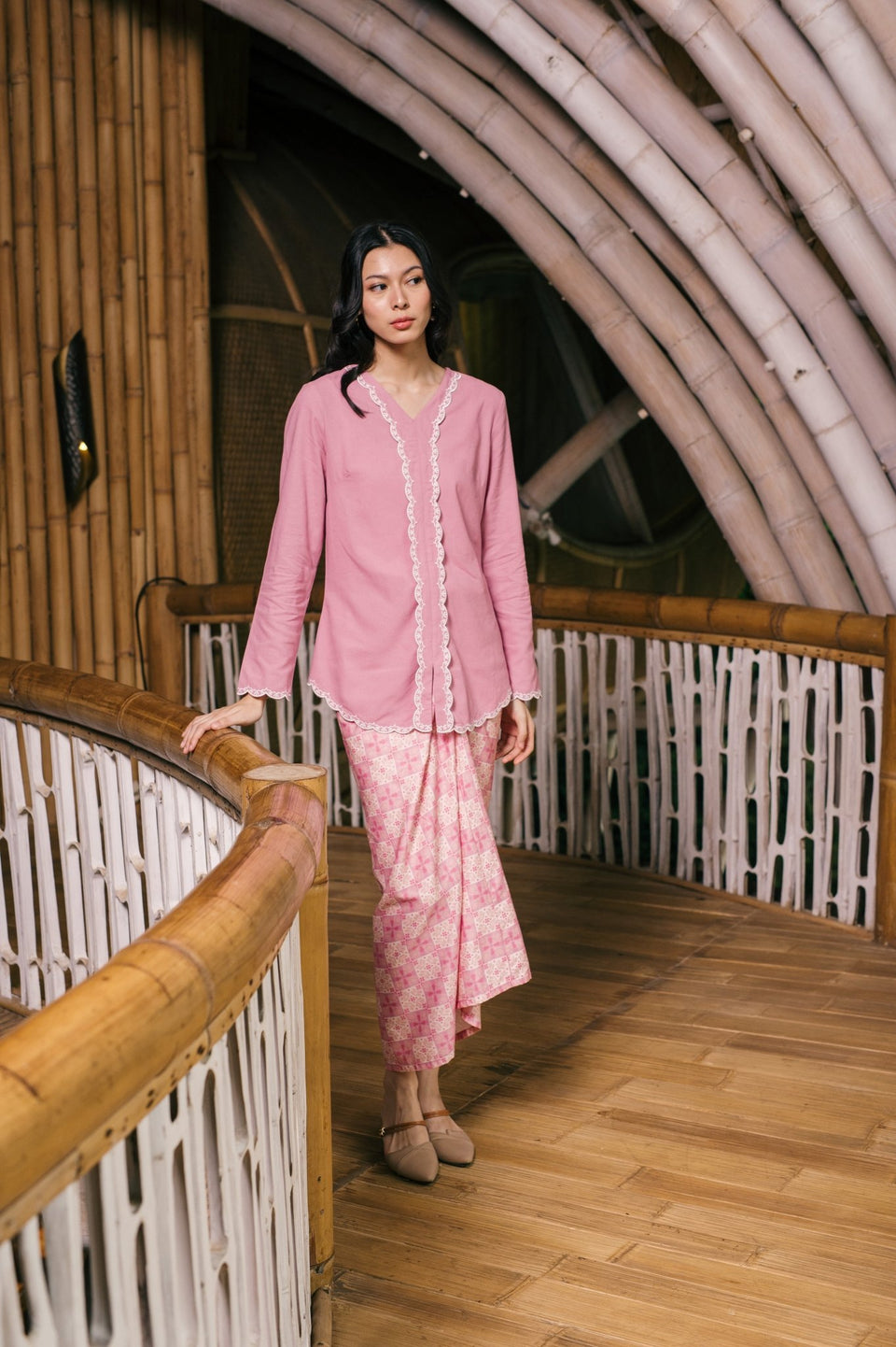 The Embun Collection - Women Pareo Skirt in Mawar Print for Raya | Umbi