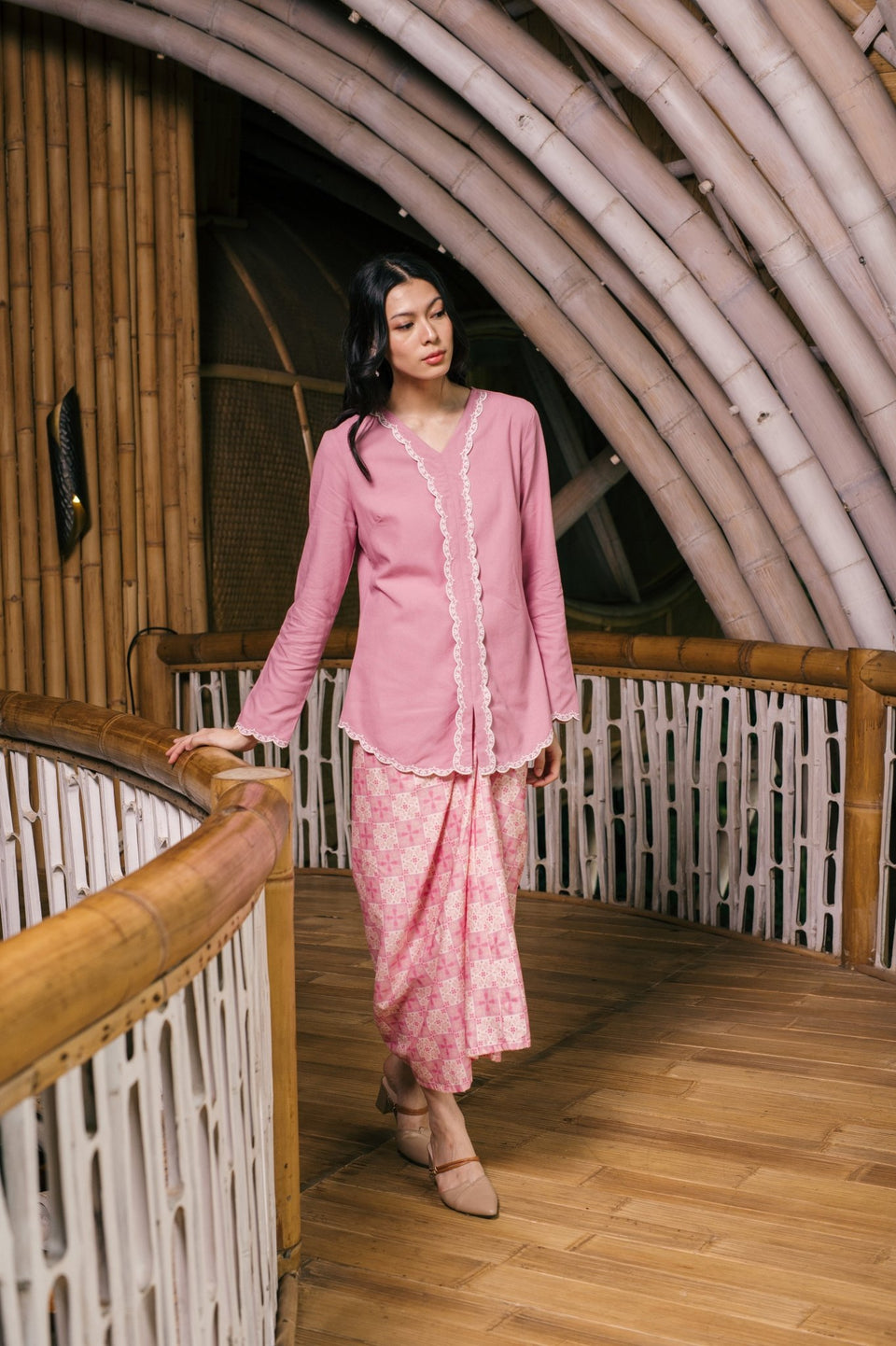 The Embun Collection - Women Pareo Skirt in Mawar Print for Raya | Umbi