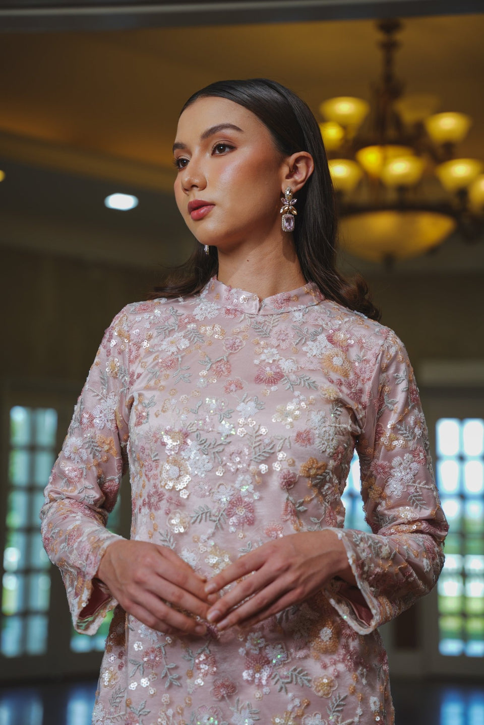 The Lumiere Collection - Women Lorina Beaded Kurung Set in Rose Pink ...